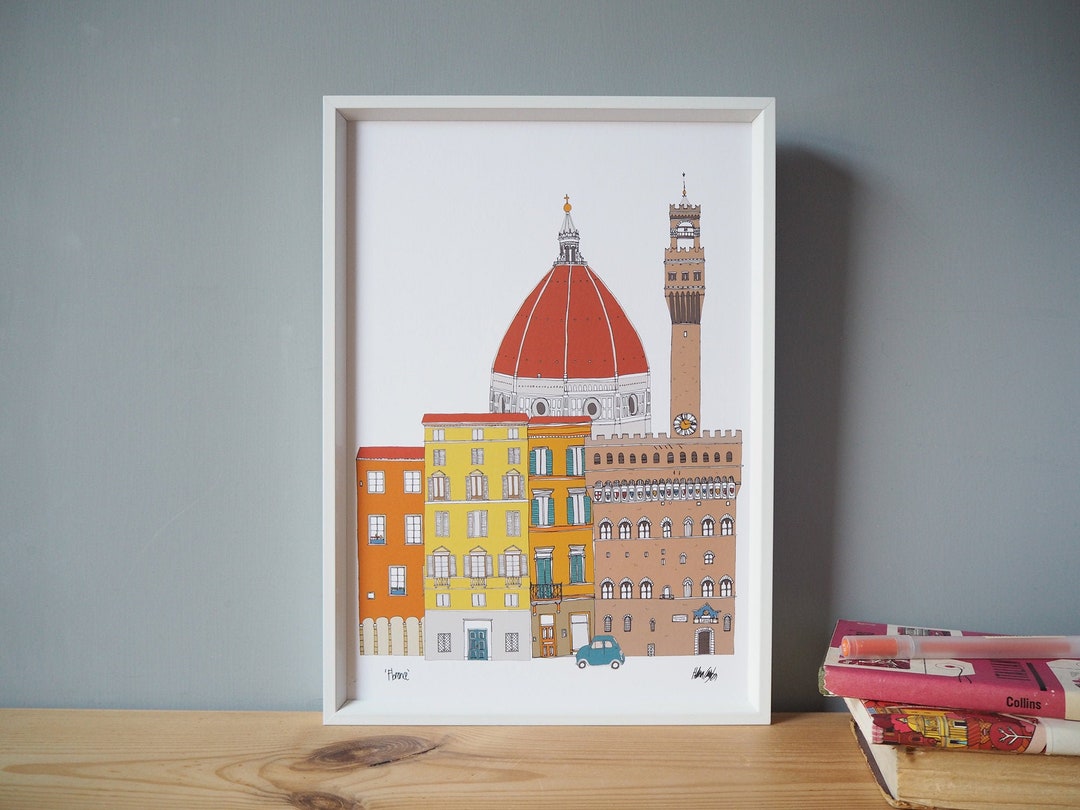 Florence Art Print A4 - Florence Cityscape - Florence Skyline Print ...