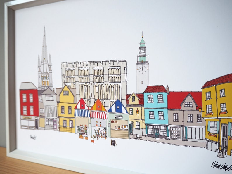 Norwich Skyline A3 Print - Norwich Cityscape - Norwich Gift - Norwich ...