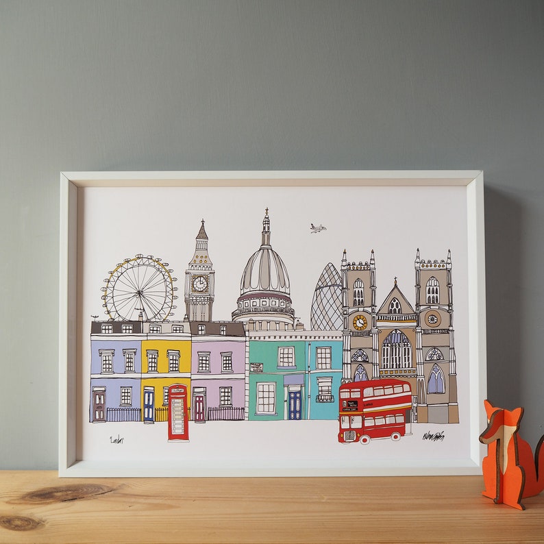 London Skyline Print A4 London Landmarks London Cityscape - Etsy UK