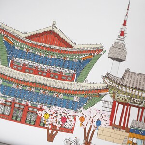 Seoul Skyline Print A4 - Seoul Landmarks South Korea - Etsy
