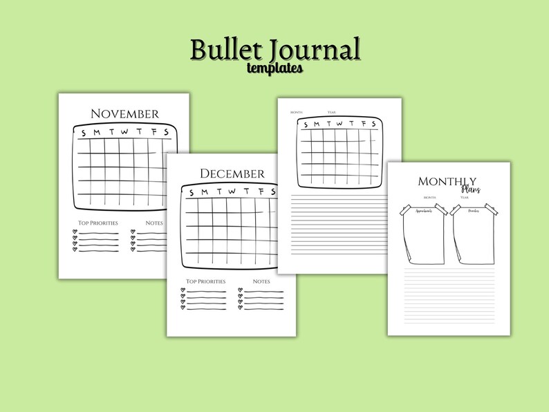 PRINTABLE Yearly Bullet Journal A4, A5 Compatible Dotted Not Dotted ...