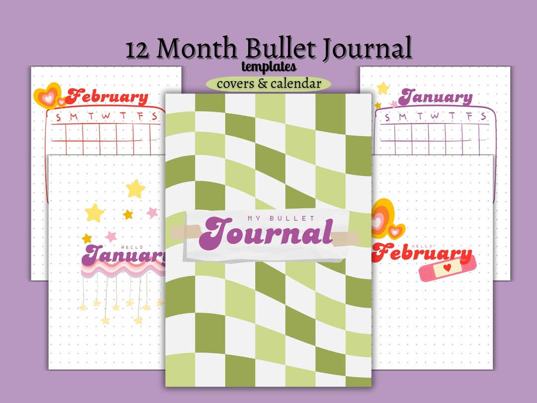 PRINTABLE RETRO 12 Month Title Pages 12 Month Cover Pages Planner Title ...