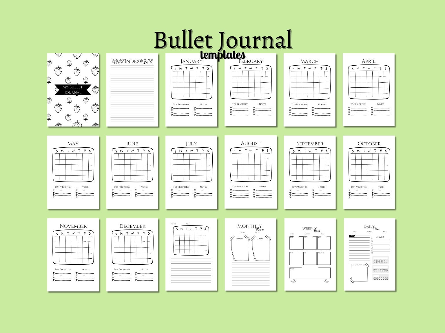 PRINTABLE Yearly Bullet Journal A4, A5 Compatible Dotted Not Dotted ...