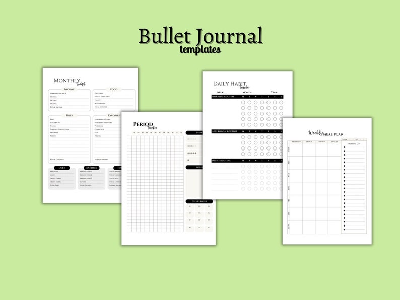 PRINTABLE Yearly Bullet Journal A4, A5 Compatible Dotted Not Dotted ...