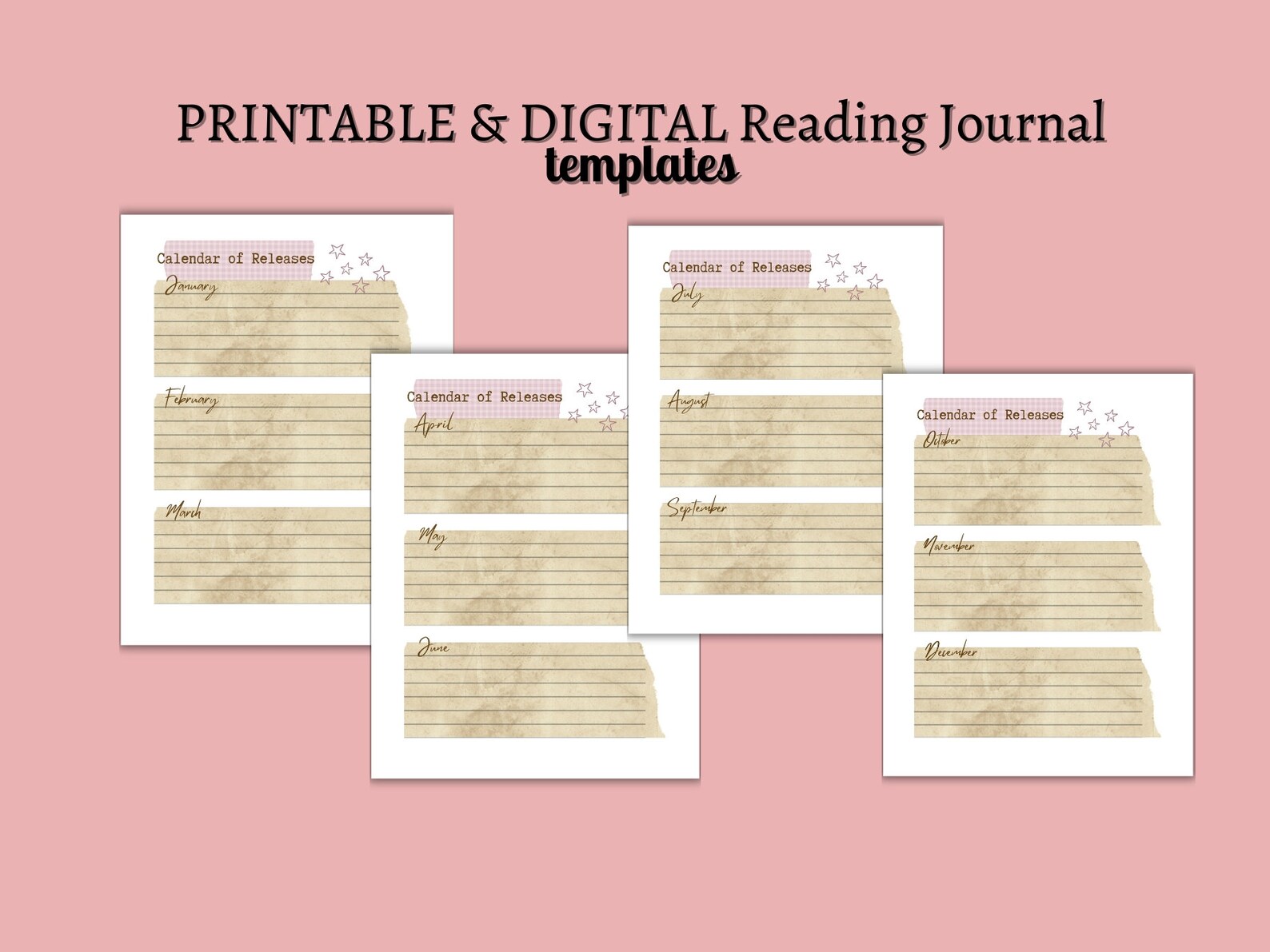 PRINTABLE Reading Journal Templates | A4 & A5 Compatible | Digital ...