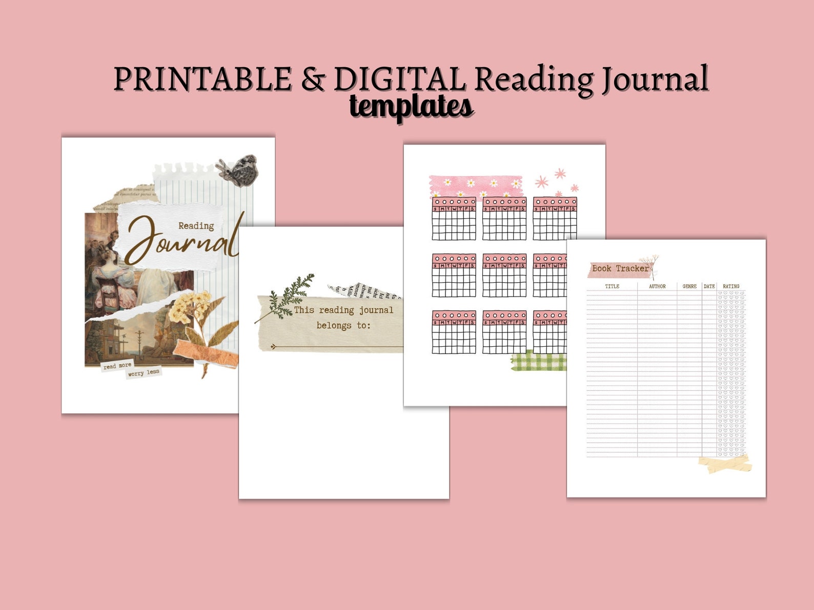 PRINTABLE Reading Journal Templates | A4 & A5 Compatible | Digital ...