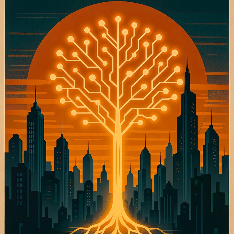 AI Rising Retro Poster, Gaming Room Wall Art, Futuristic Advertisement ...