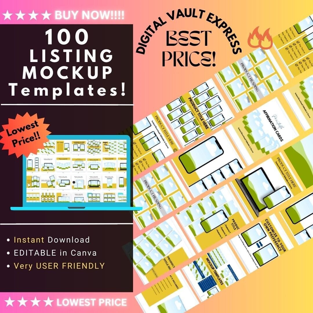 100 Listing Mockup Templates - LOWEST PRICE - Etsy