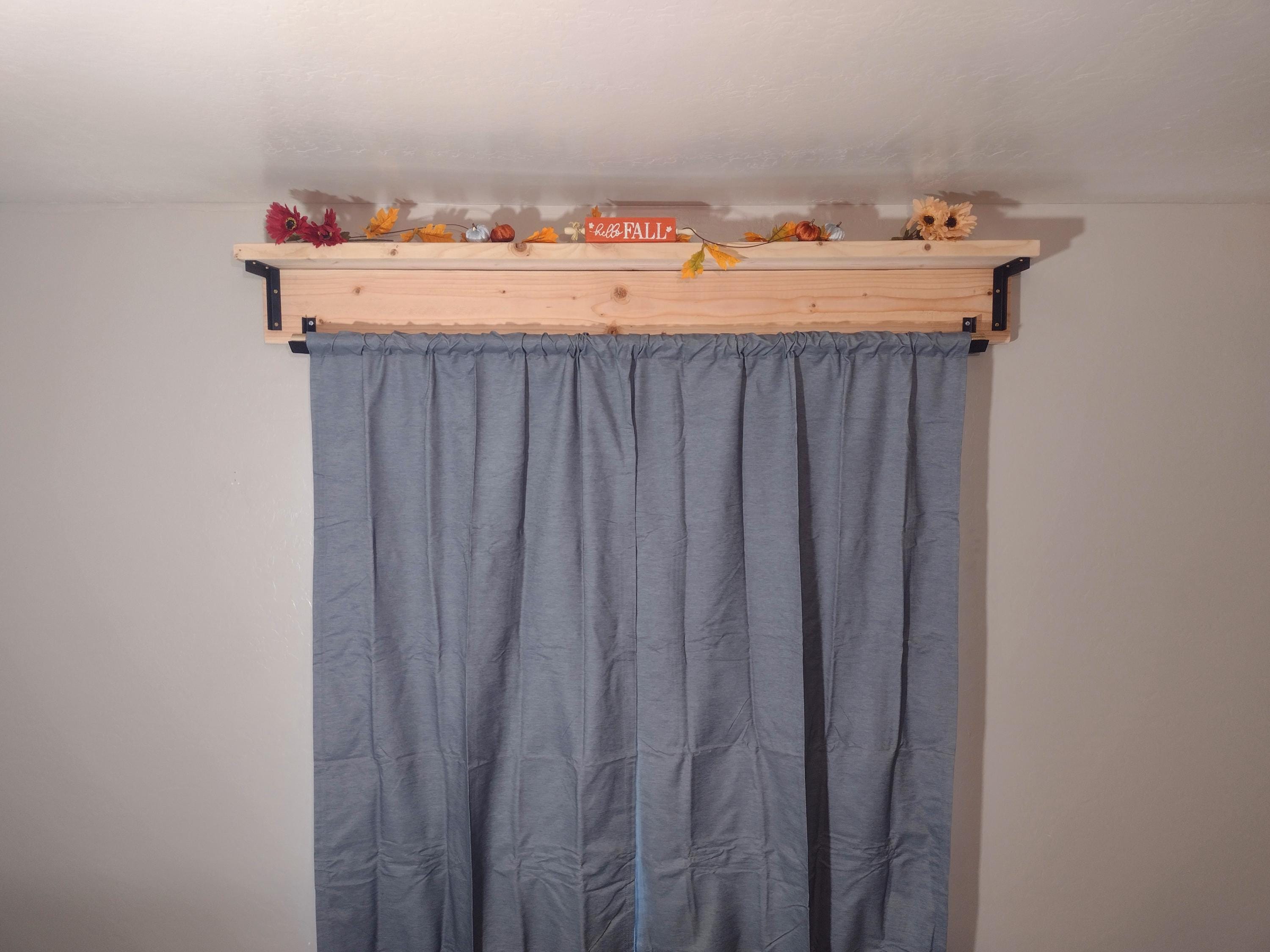 Decorative Farmhouse Curtain Rod and Curtain Rod Holder With Built-in ...