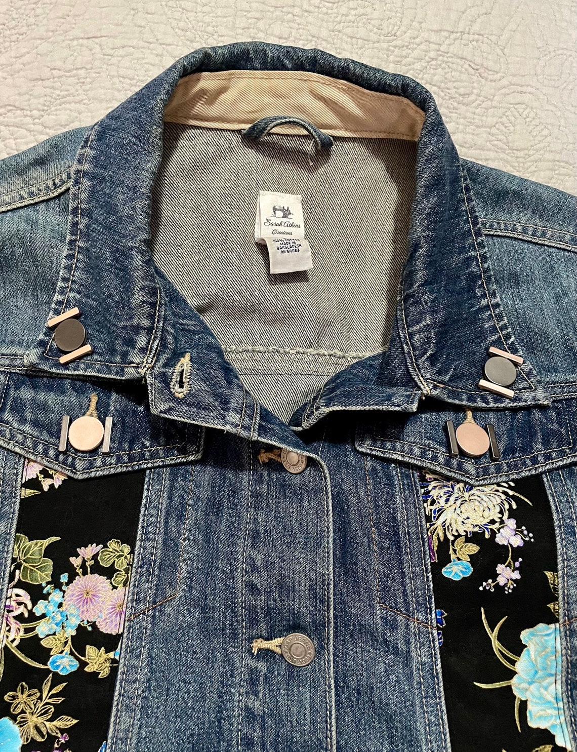 Beautifully Embellished Upcycled Gap Denim Jacket With Fabric Inserts ...