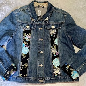 Beautifully Embellished Upcycled Gap Denim Jacket With Fabric Inserts ...
