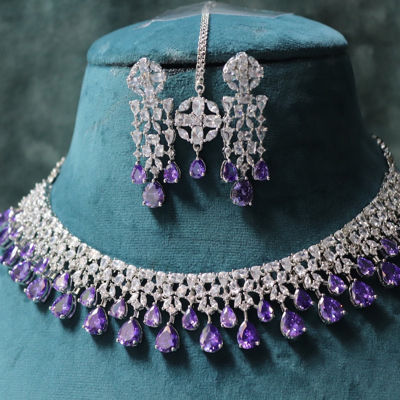 Purple Bridal Jewelry Set - Etsy
