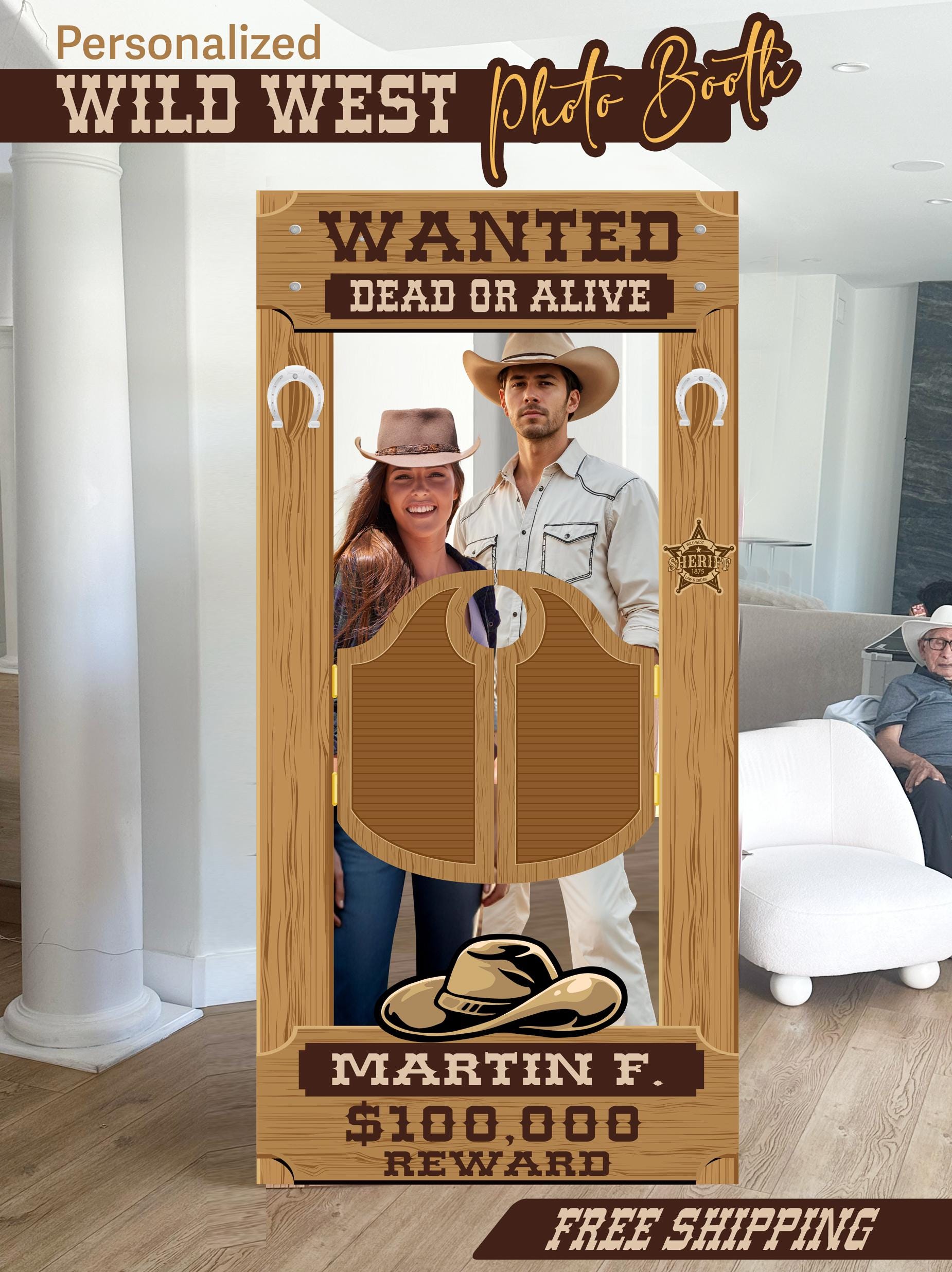 Western Photo Booth Prop - Wild West Saloon Photo Booth - Outlaw Reward ...