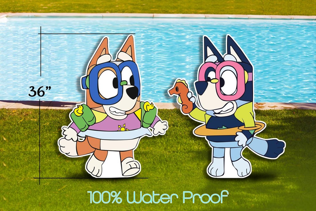 Bluey Pool Party Cutout Prop – Summer Birthday Decorations, Outdoor ...