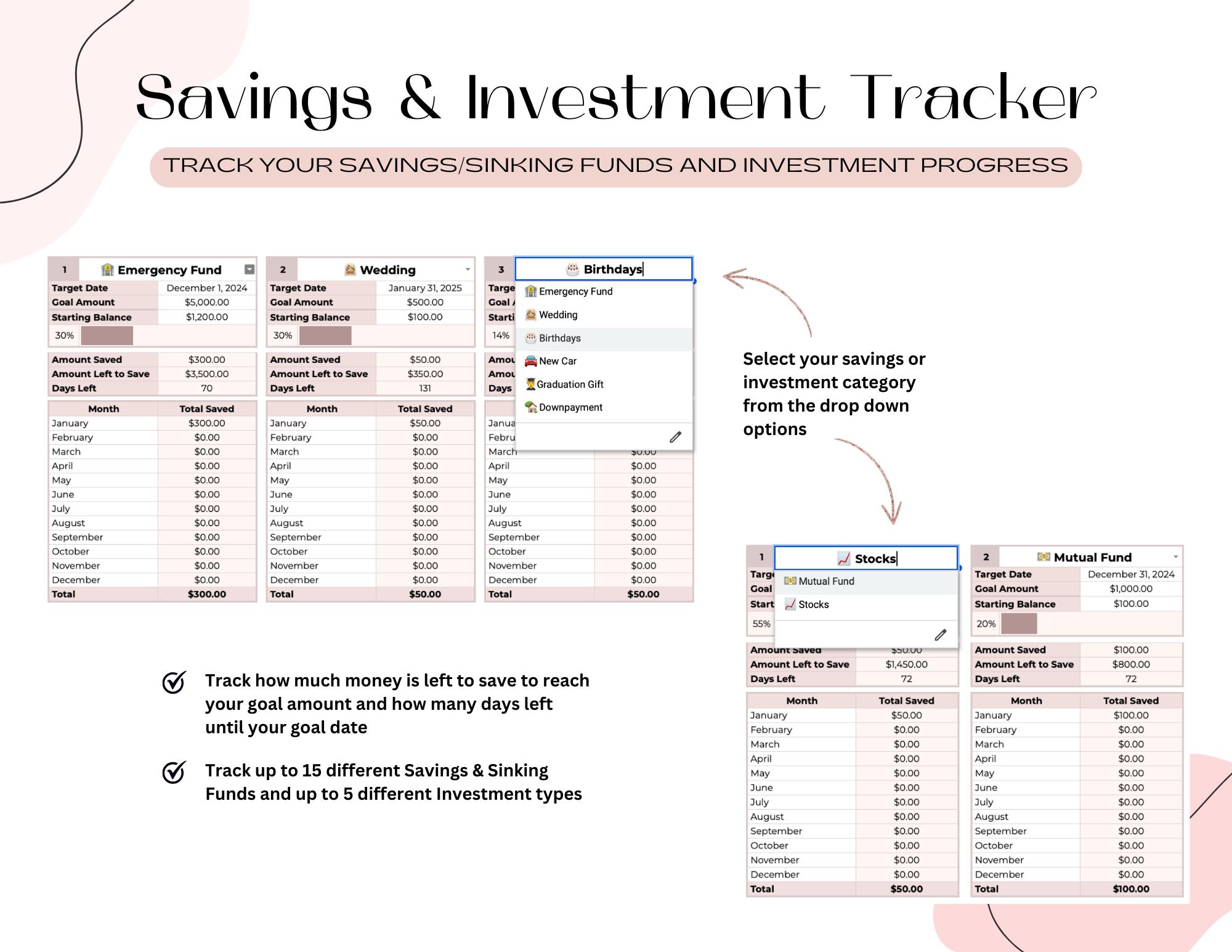 Monthly, Weekly, Bi-weekly, Annual, Budget Spreadsheet, Savings/sinking ...