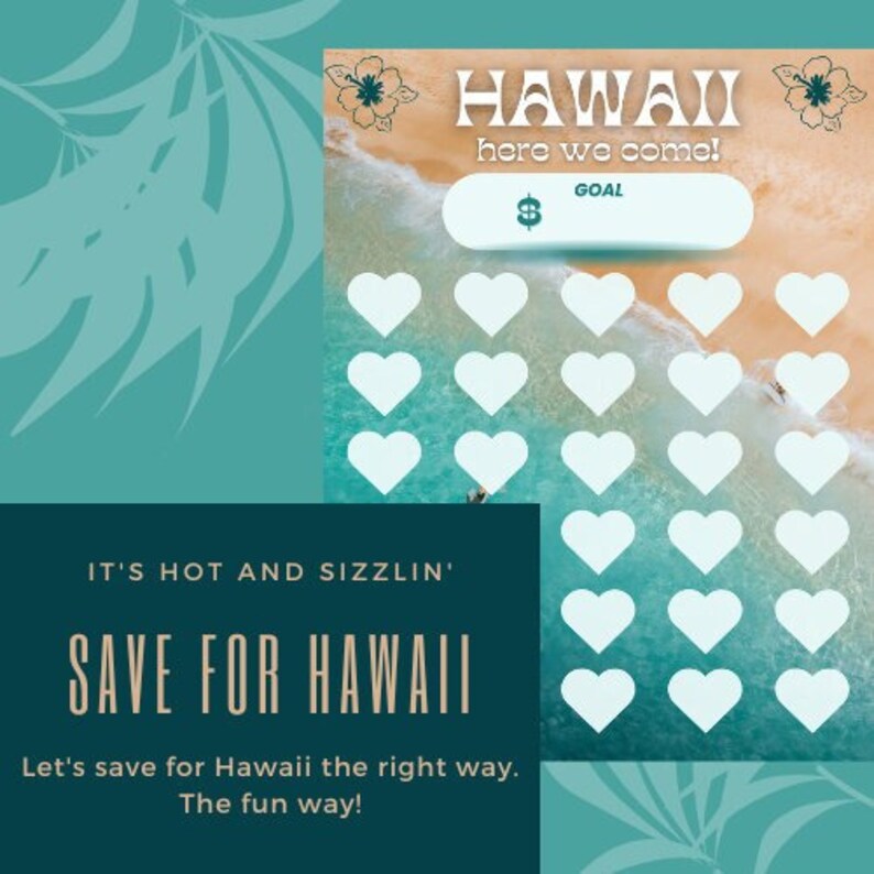 Hawaii Vacation Savings Tracker Money Challenge Printable Family Budget ...