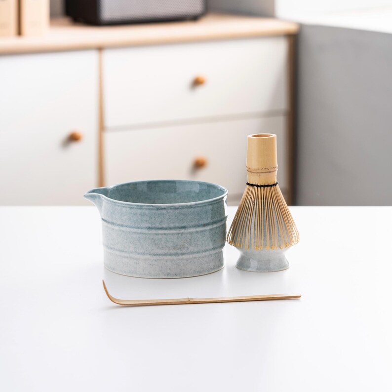 Handmade Glazed Ceramic Matcha Bowl Set With Bamboo Whisk - Etsy