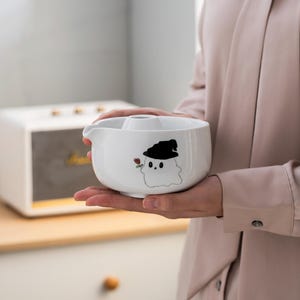 Hand-painted Ghost Ceramic Matcha Bowl With Bamboo Whisk and Chasen ...