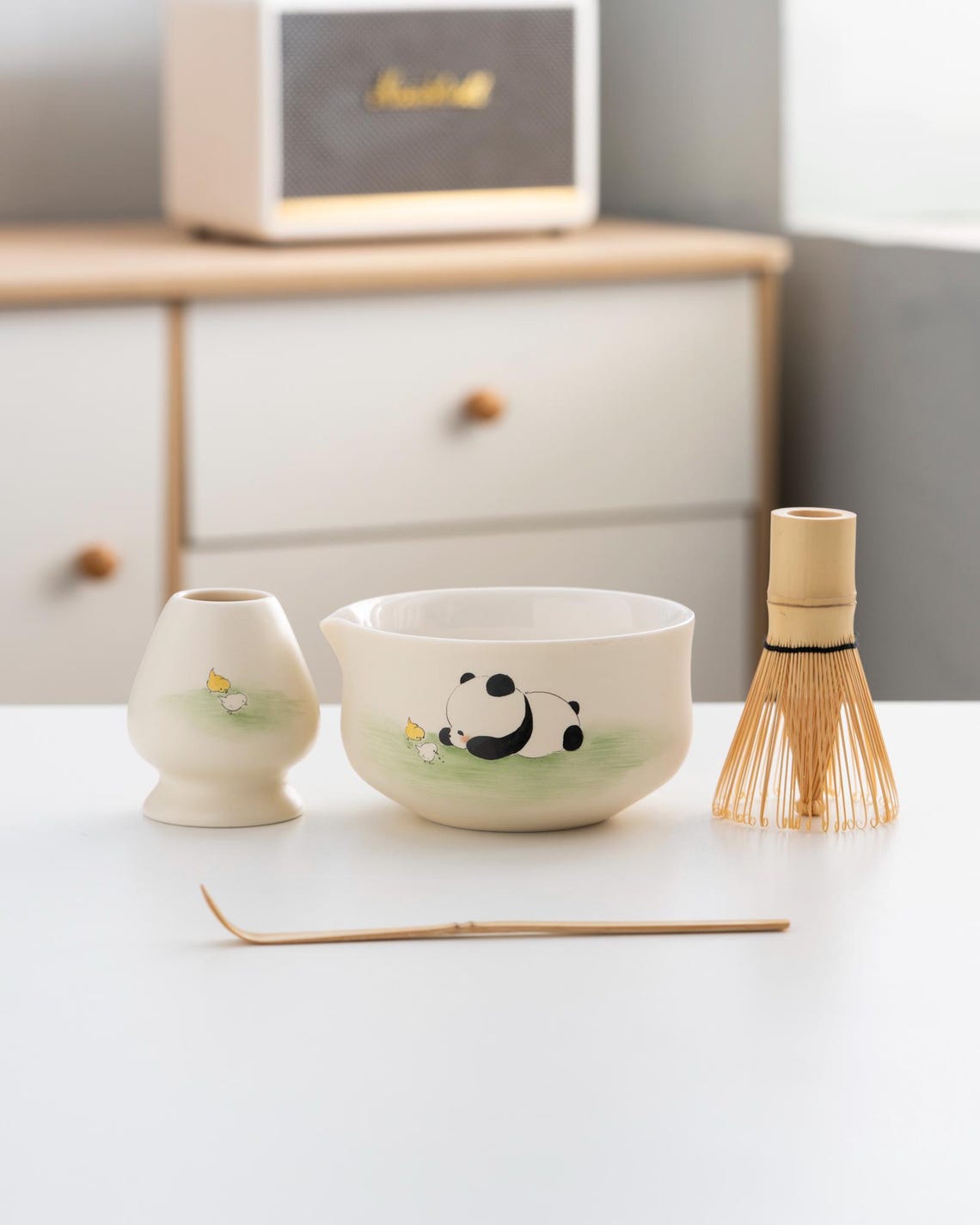 Cute Panda Ceramic Matcha Set Japanese Minimalist Matcha Kit Handmade ...