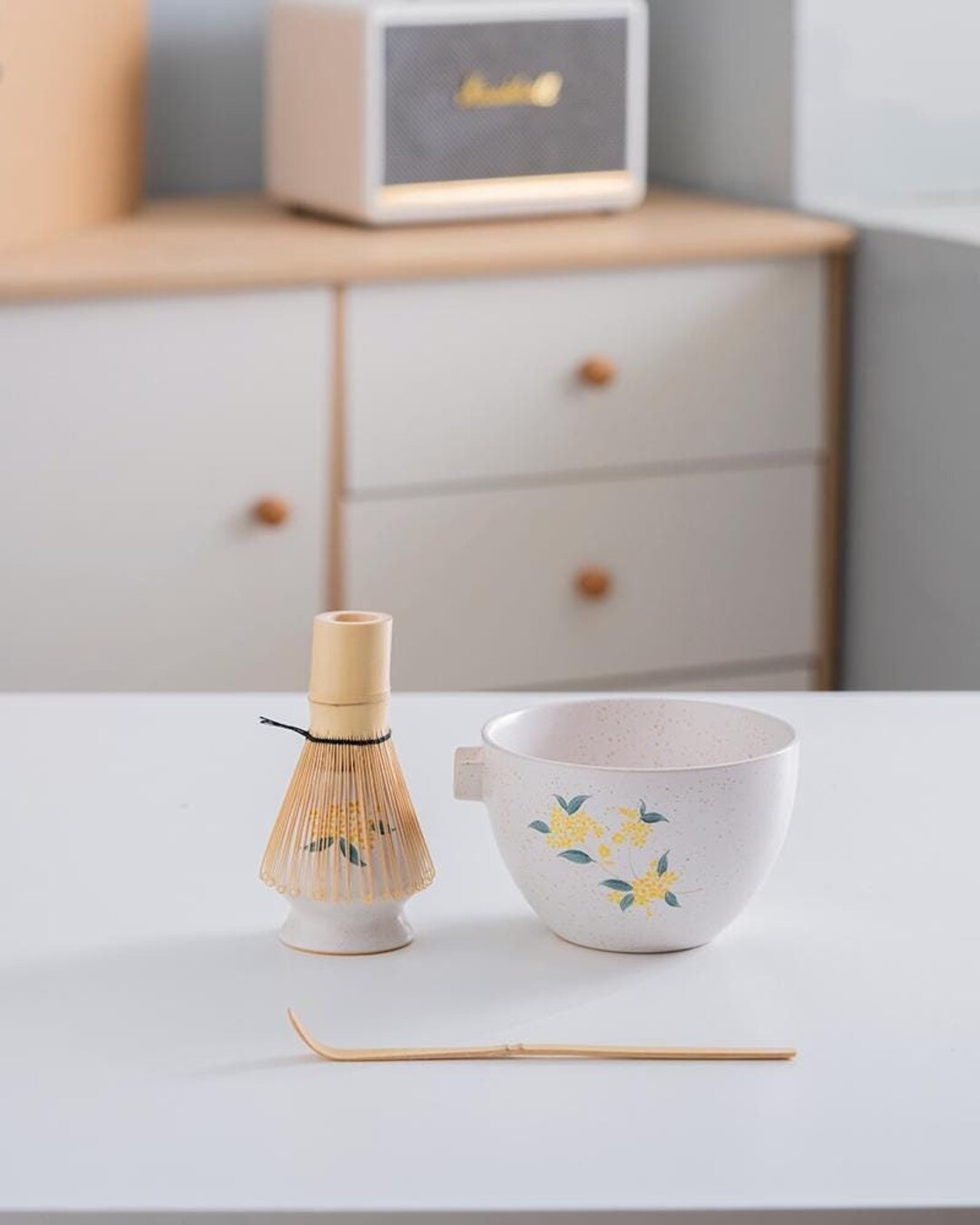 Hand-painted Osmanthus Ceramic Matcha Set Matcha Bowl Set With Spout ...