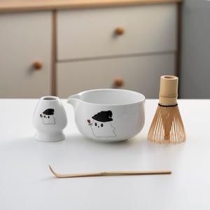 Hand-painted Ghost Ceramic Matcha Bowl With Bamboo Whisk and Chasen ...