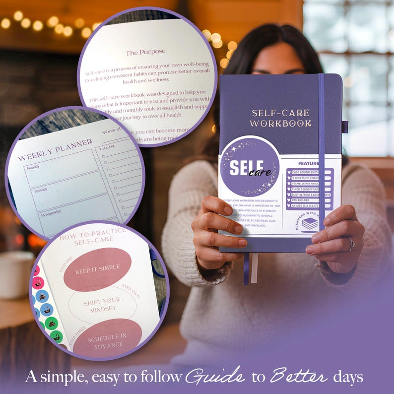 Self-care Journal With Daily Guided Prompts - Vegan Leather Gratitude ...