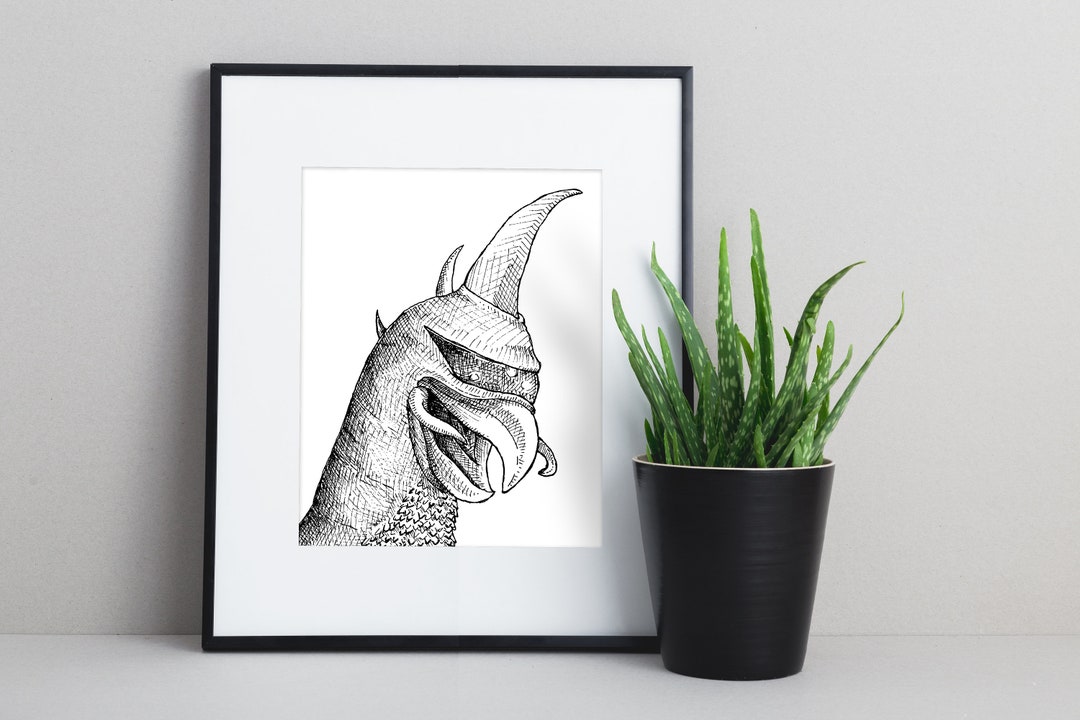 Gigan Kaiju Inspired Pen & Ink Art Print - Etsy