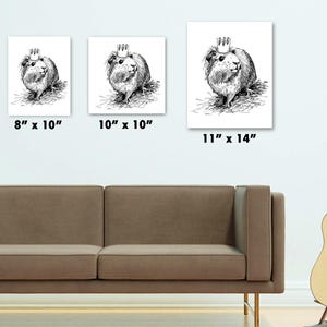 Guinea Pig Prince of Pets Pen and Ink Drwaing Art Print Crowned Pig - Etsy