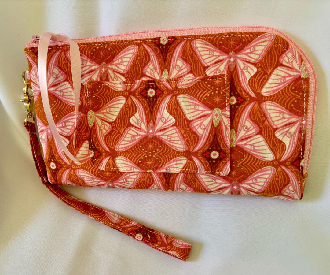 Yarrow Wristlet Wallet: Butterfly Print, Zipper Pocket - Etsy