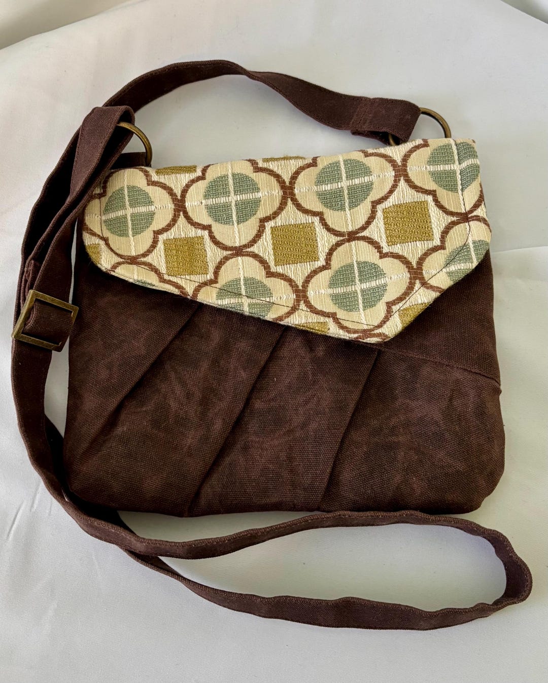 Small Crossbody Messenger Bag 9.5" X 8", Brown Waxed Canvas, Adjustable ...