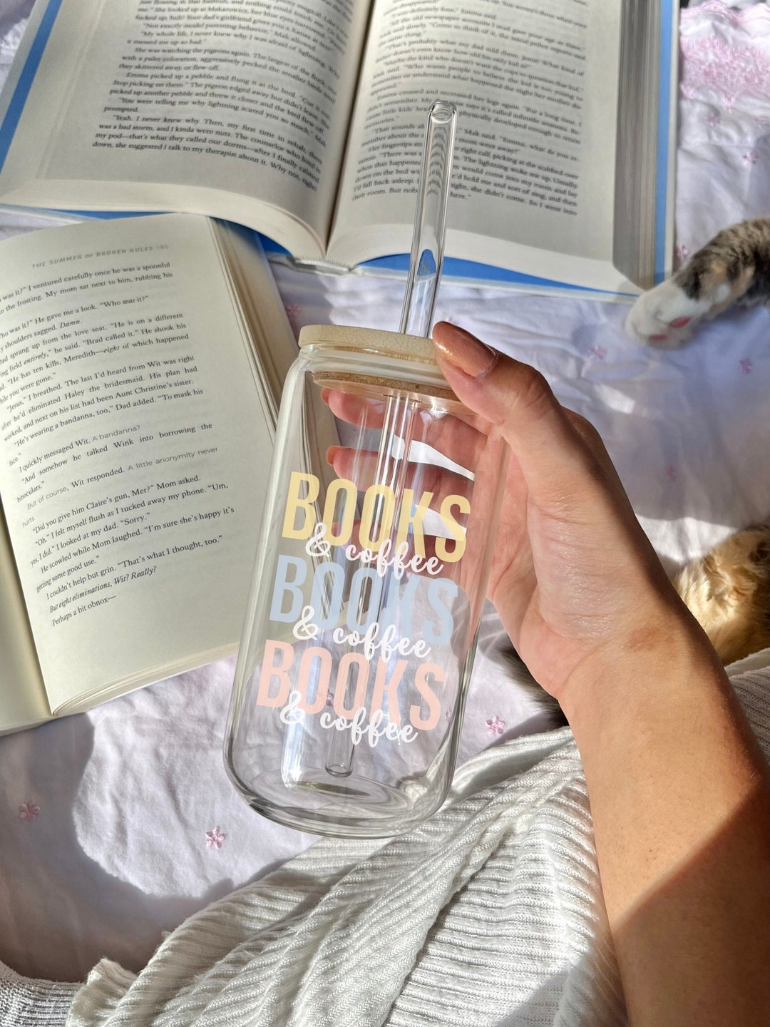 Bookish Iced Coffee Cup for Book Lovers Glass Books and Coffee Book ...