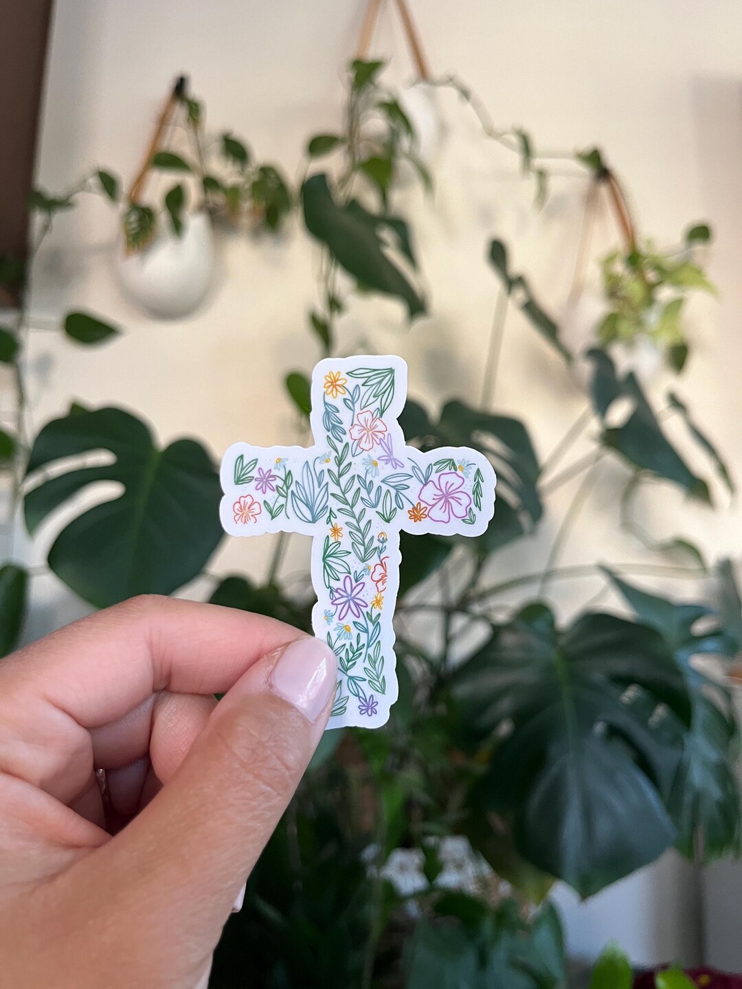 Floral Cross Sticker Jesus Stickers Bible Stickers Christian Stickers ...