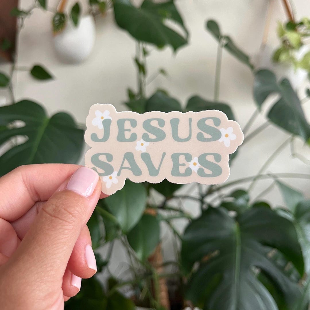 Jesus Saves Sticker: Waterproof Floral Christian Decal - Etsy