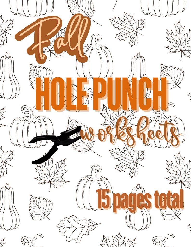 Fall Hole Punch Worksheets for Kids Hand Strength & Fine Motor Skills ...