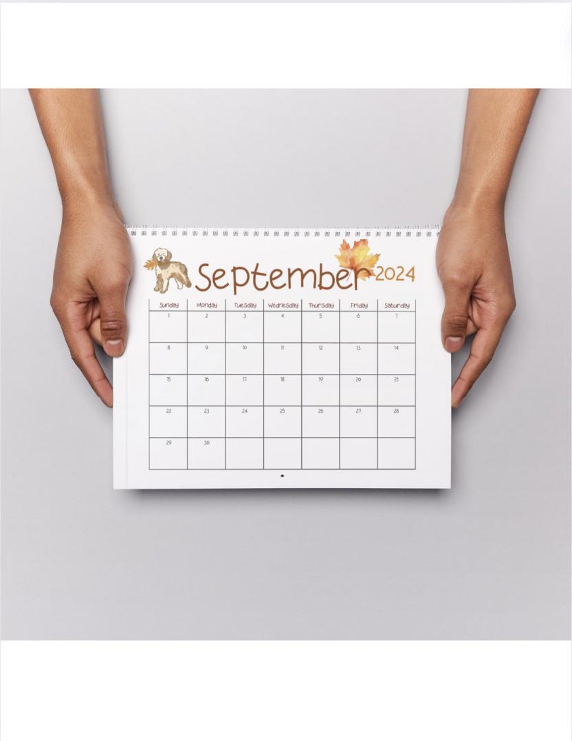 September Calendar Printable-goldendoodle Fall-themed Planner ...