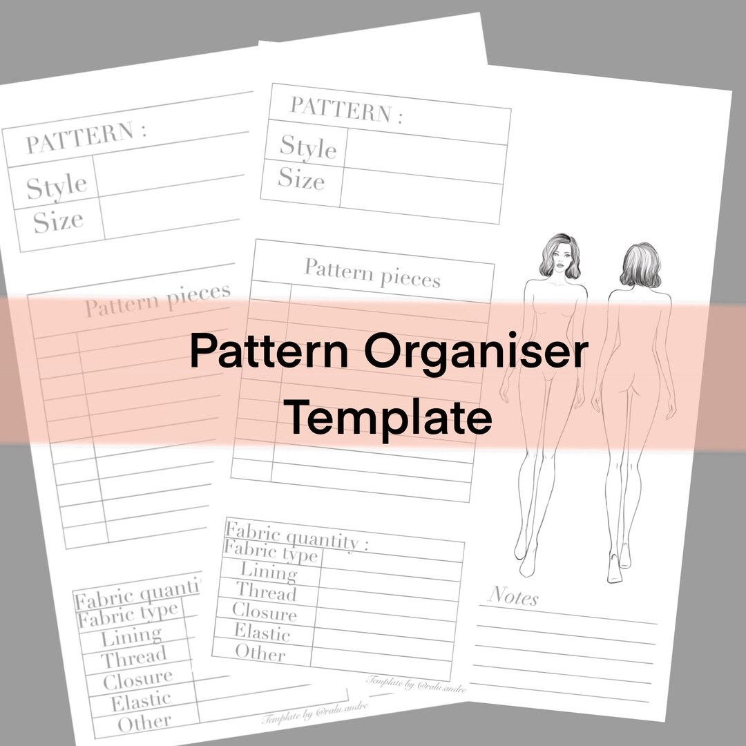 Pattern Organiser Template / Sewing and Pattern Template / Fashion ...