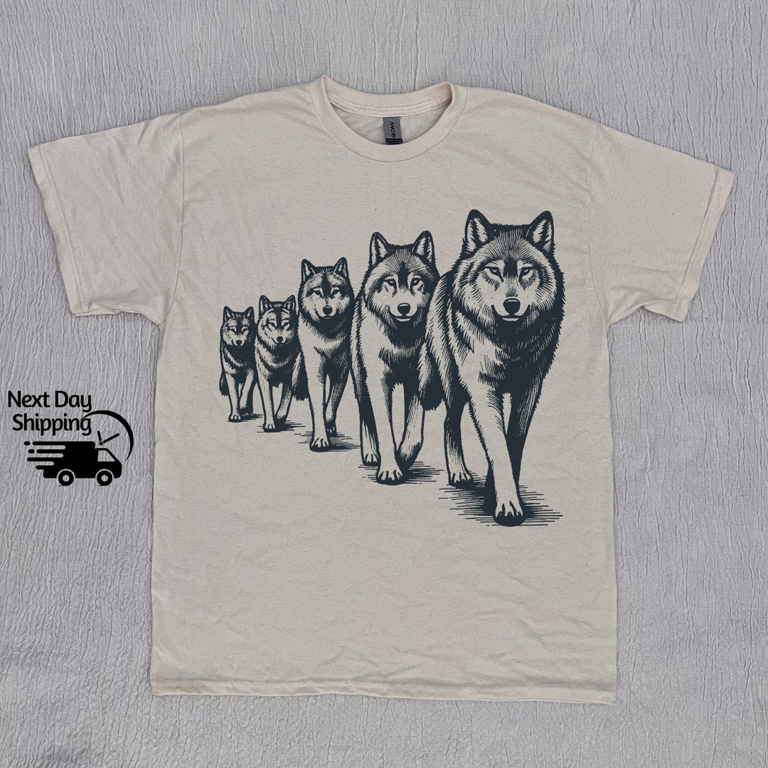 Retro Walking Wolves Shirt, Vintage Wolf Pack T-shirt, Wild Animal ...