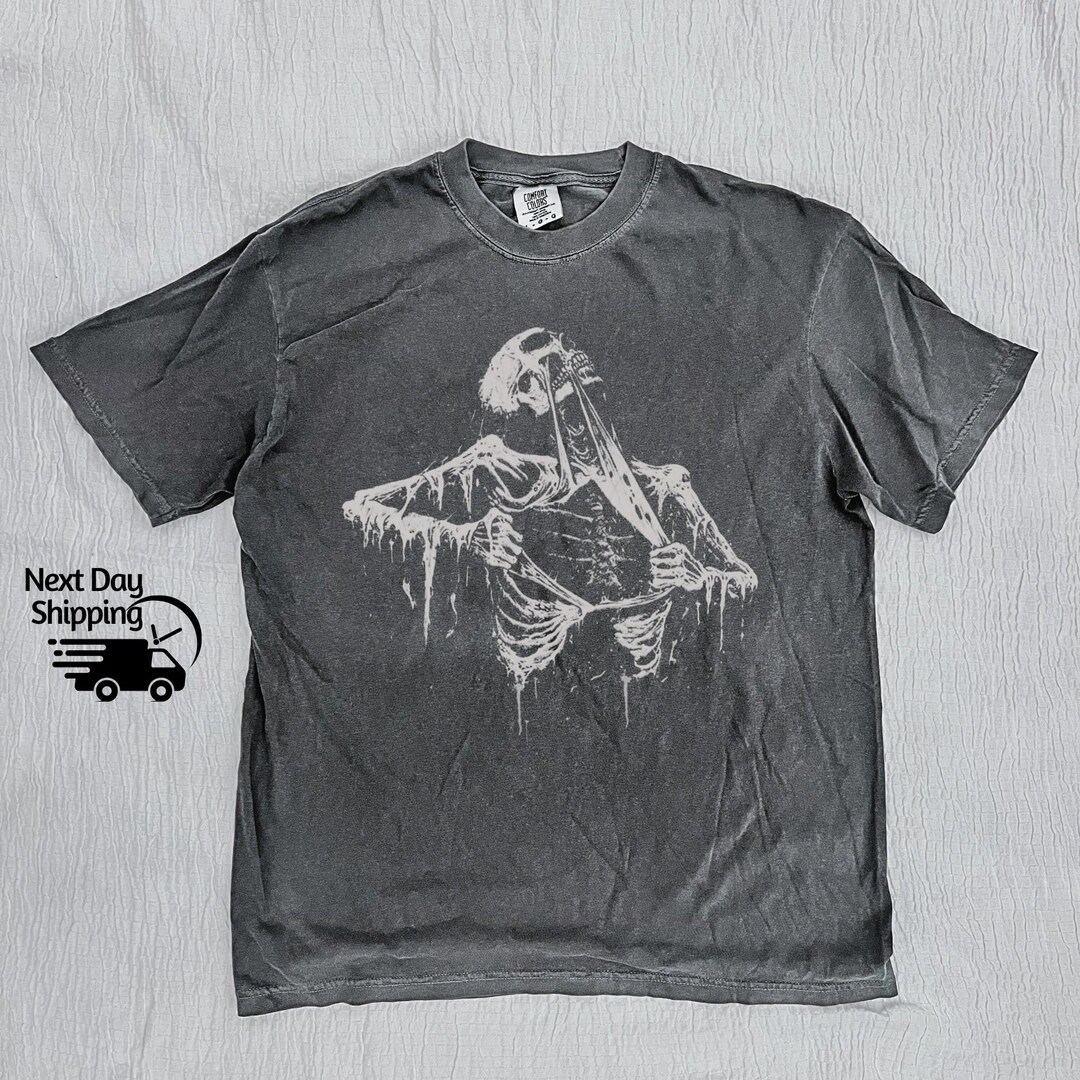 Vintage Skeleton Ripping Rip Cage 90s Shirt, Retro Skeleton Graphic T ...