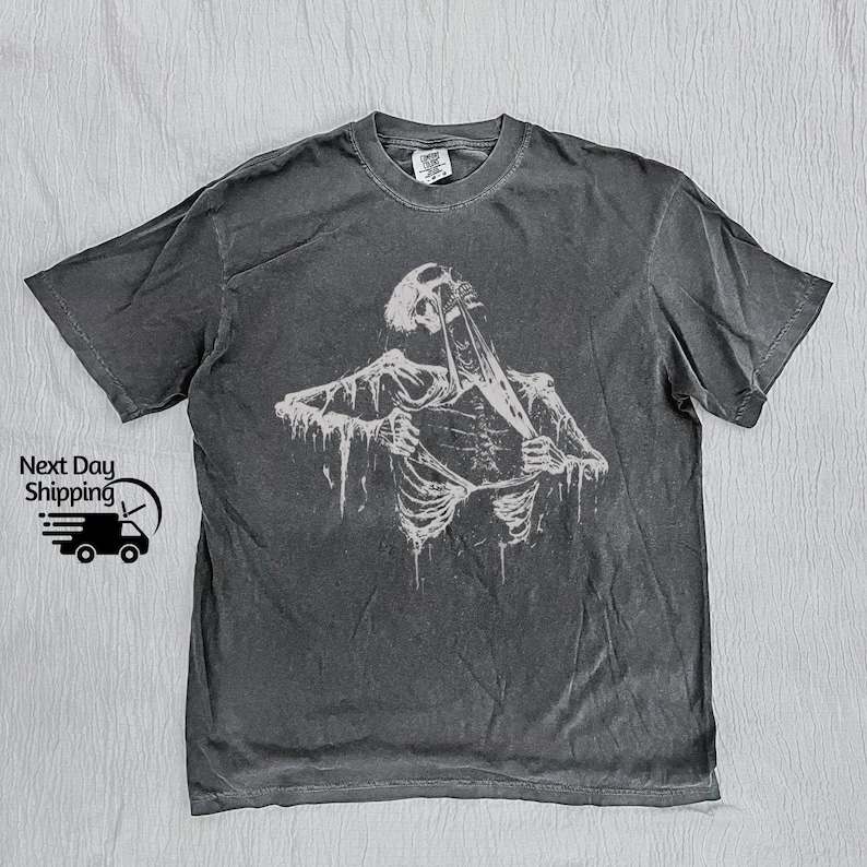 Vintage Skeleton Ripping Rip Cage 90s Shirt, Retro Skeleton Graphic T ...