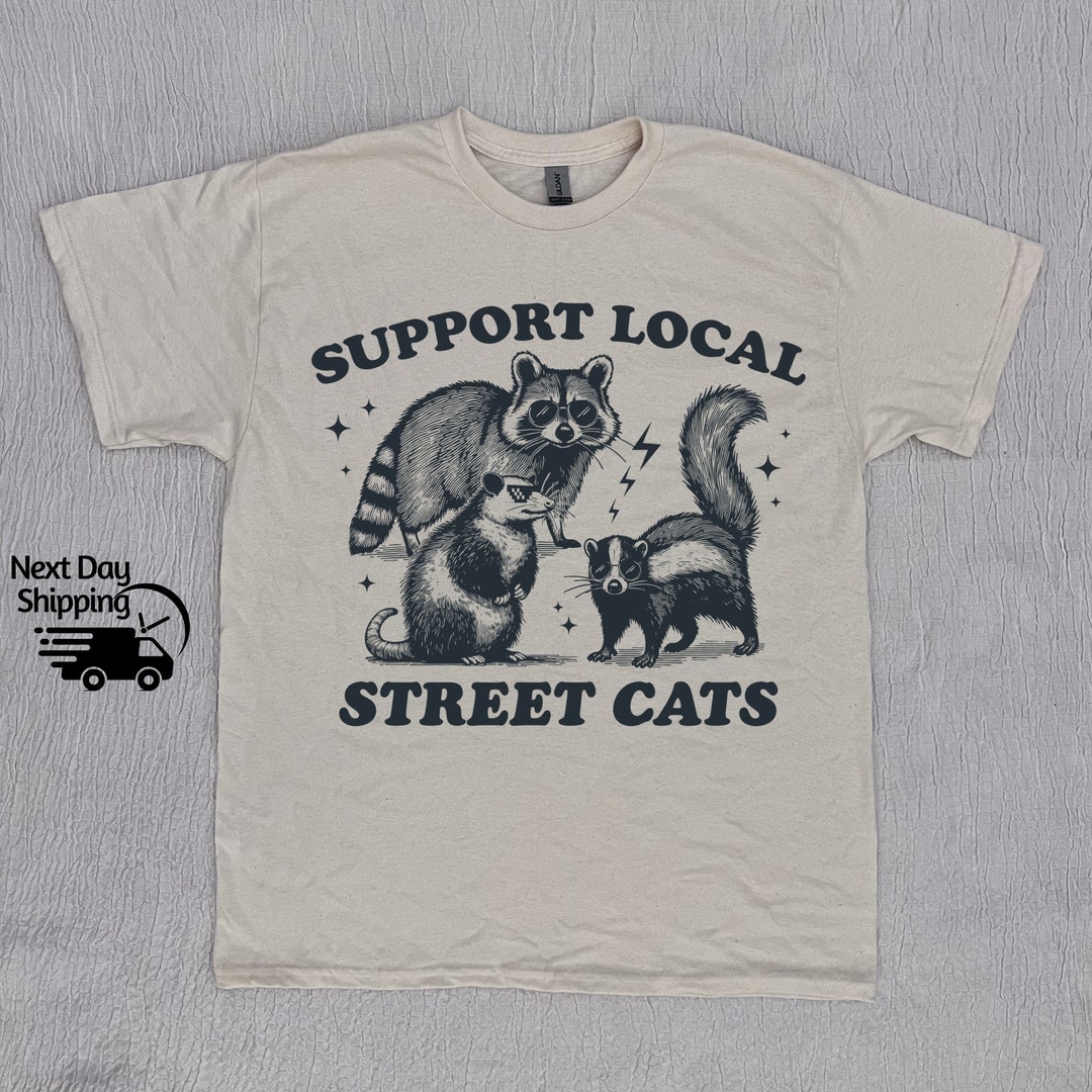 Retro Raccoon Support Local Street Cats Funny 90's Graphic Shirt, Funny ...