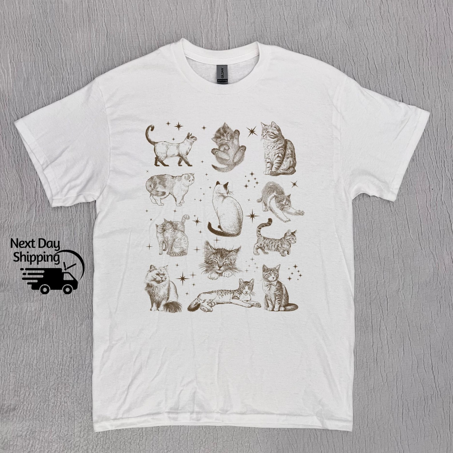Vintage Magical Cats 90s Graphic Shirt, Vintage Kitten Breeds T-shirt, Vintage Washed Shirt ...