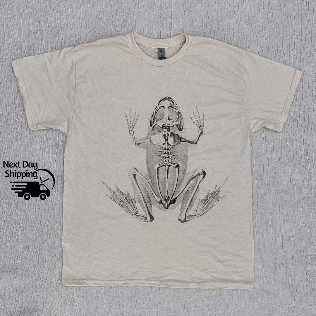 Retro Frog Skeleton Shirt, Vintage Frog Skeleton Washed T-shirt, Frog ...