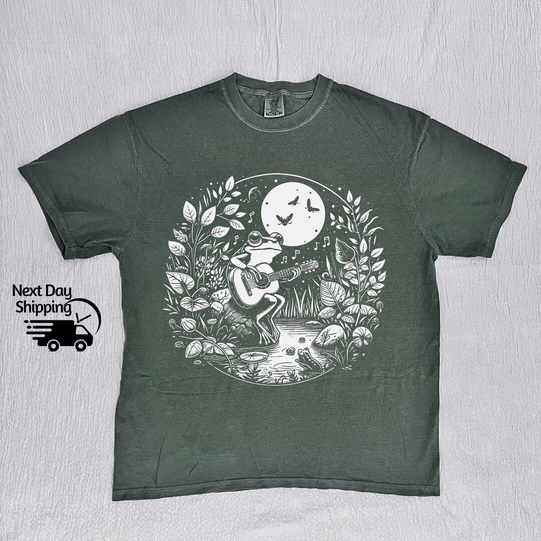 Retro Frog Playing Guitar 90s Graphic Distressed Shirt, Vintage Frog ...
