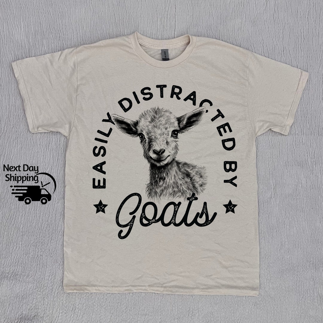 Funny Easily Distracted by Goats Retro 90s Graphic T-shirt, Funny Goat ...