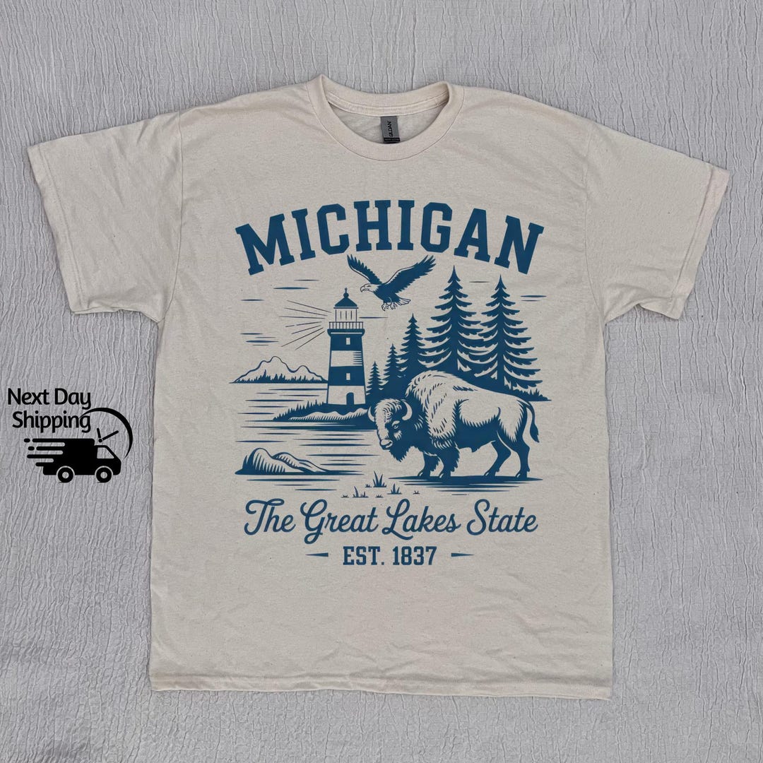 Retro Michigan the Great Lakes State Shirt, Vintage Michigan T-shirt ...