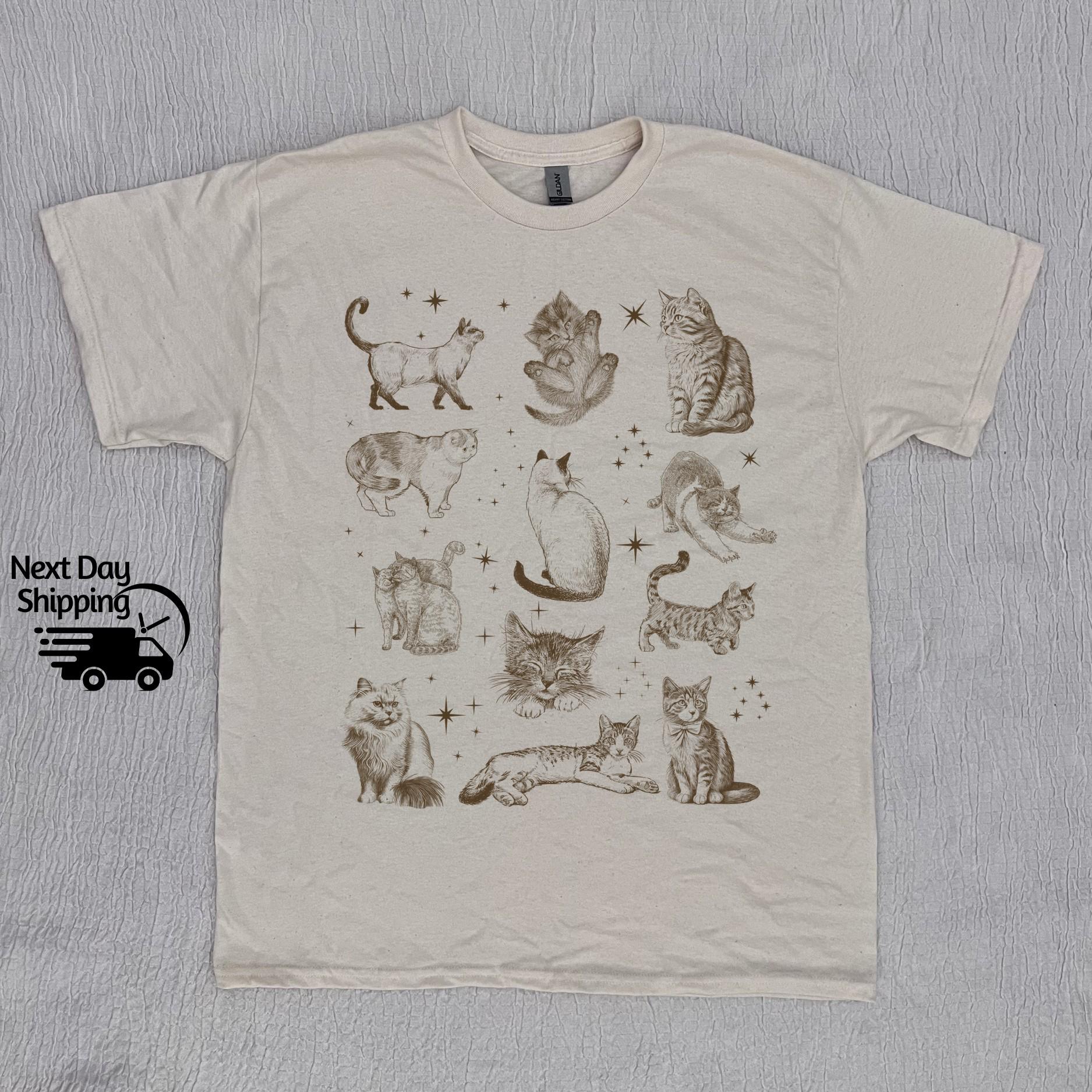 Vintage Magical Cats 90s Graphic Shirt, Vintage Kitten Breeds T-shirt ...