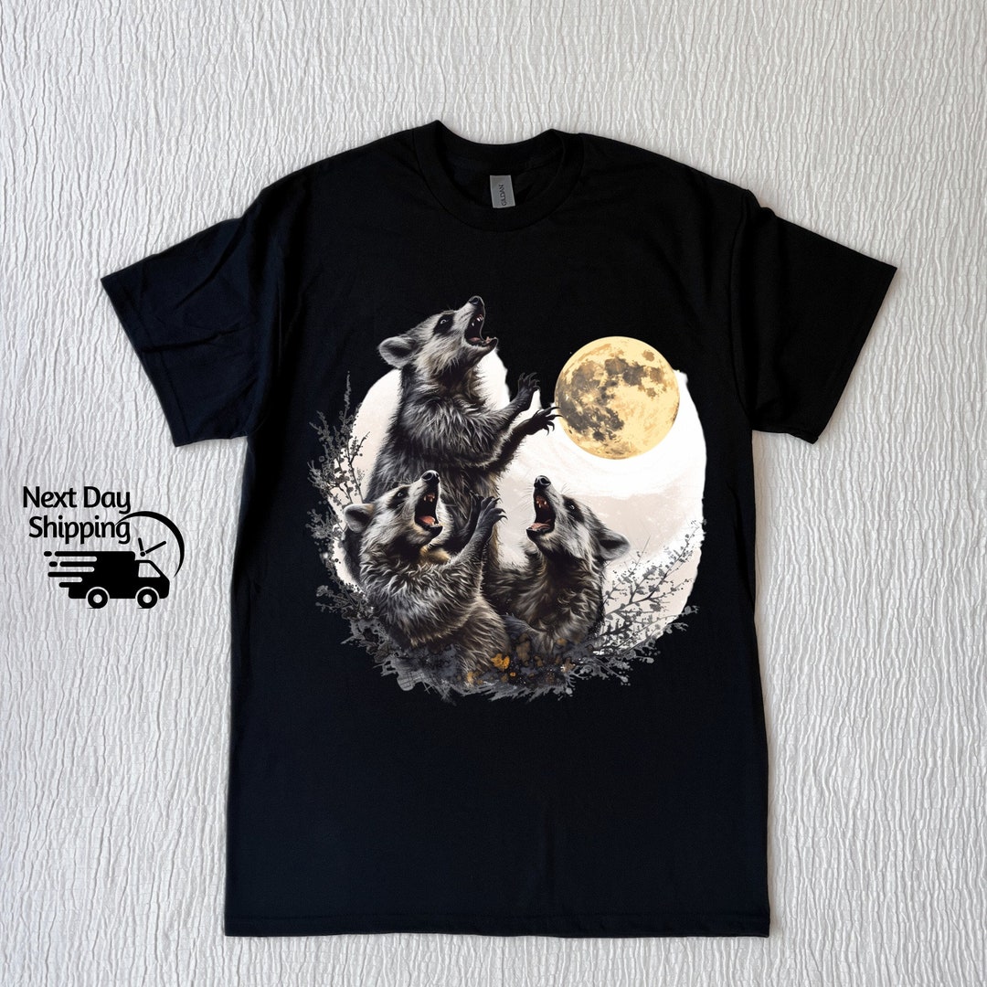 Retro Raccoons Howling at the Moon T-shirt, Retro Raccoon Howling Tee ...
