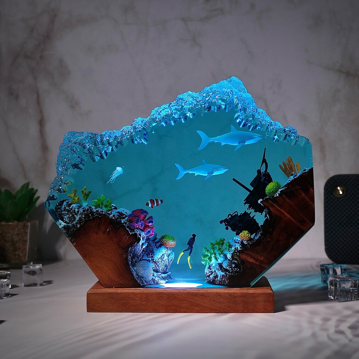 Mother/daddy Shark and Baby Shark Night Light,personalized Ocean Lamp ...