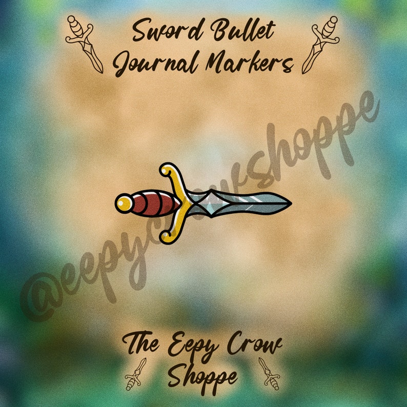 Fantasy Sword Bullet Journal Markers/png Planner Sticker for Goodnotes ...