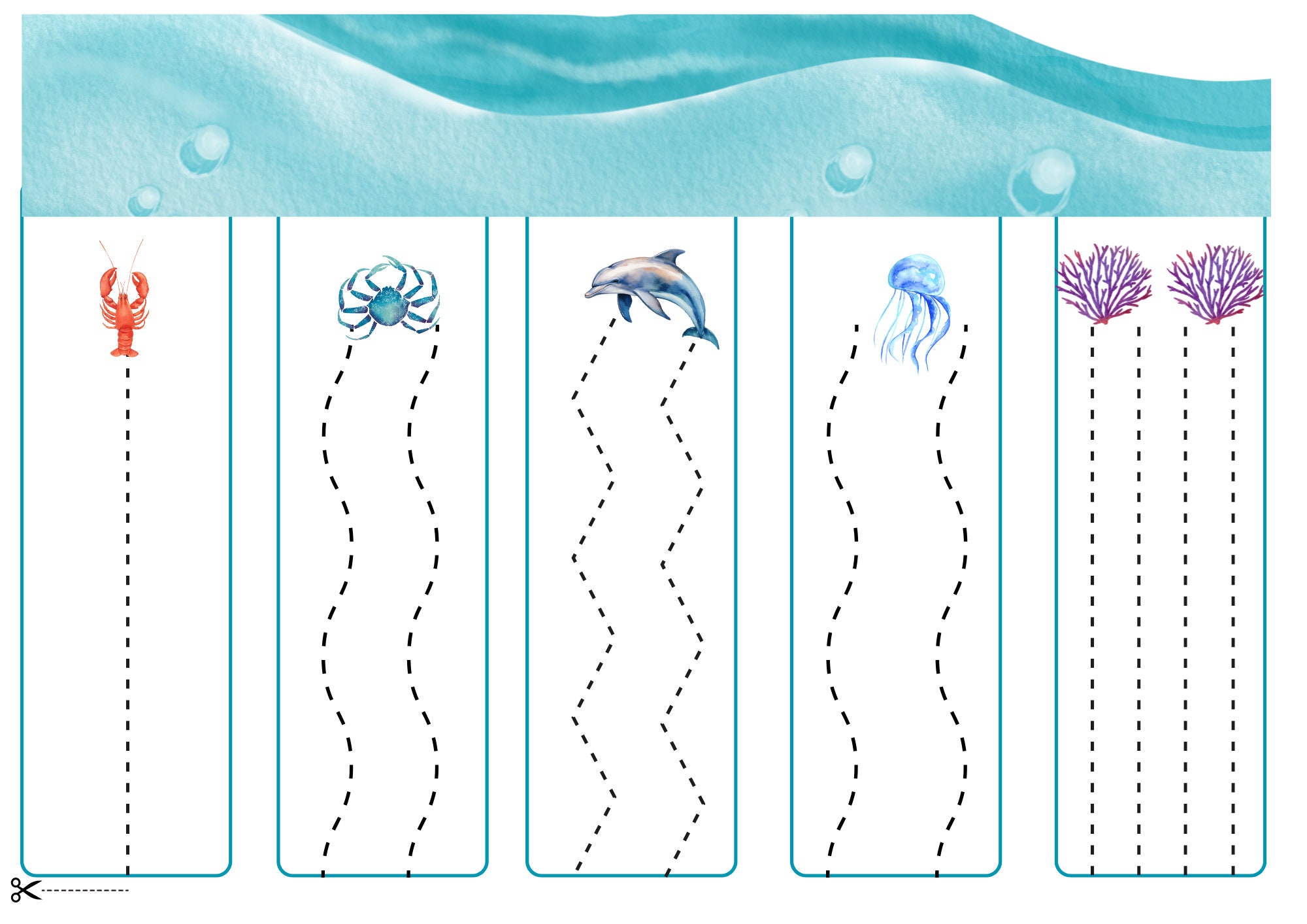 SEA Shore Ocean Printable Activities for Kids Scissors Skills Cut and ...